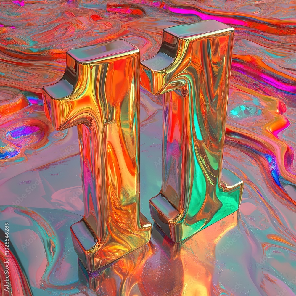 A 3D stylized number 1-10 with deep perspective, rendered in a ...