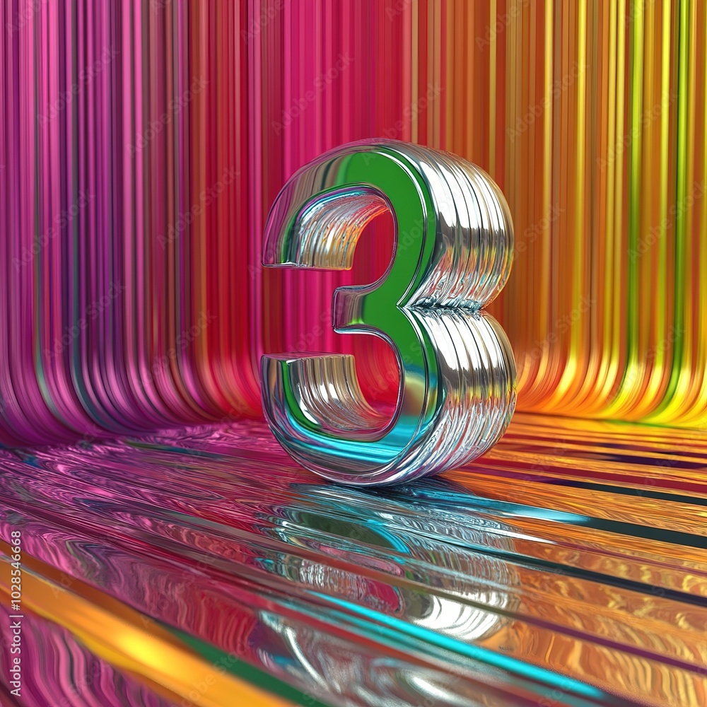 A 3D stylized number 1-10 with deep perspective, rendered in a ...