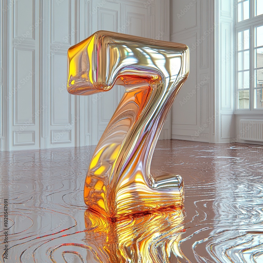 A 3D stylized number 1-10 with deep perspective, rendered in a ...