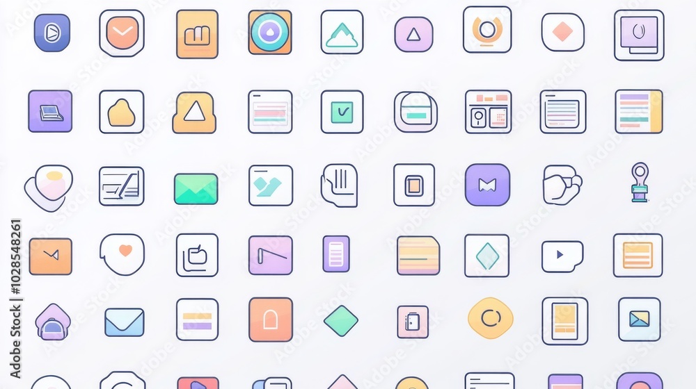 Minimalist colorcoded icon set for modern UI design at 169 ratio Stock ...
