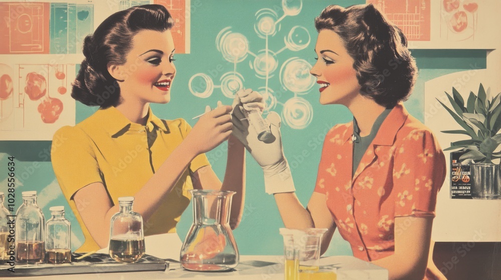 1950s retro science poster using vintage illustrations and limited ...
