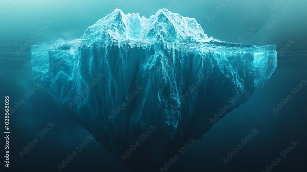 Centralized digital design of an iceberg showing its hidden, dark ...