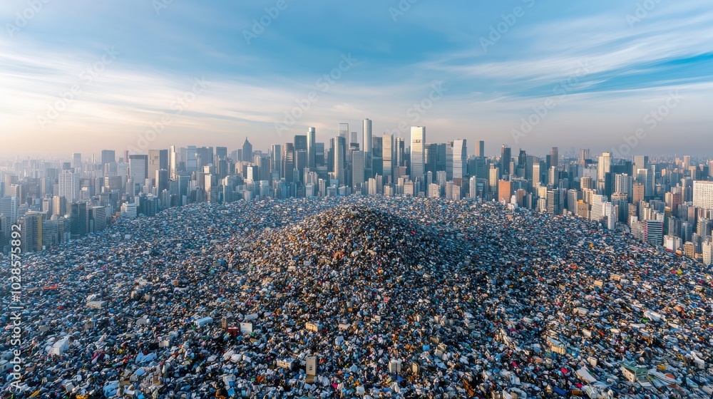 Massive urban sprawl, highlighting overpopulation and urban density issues. Stock Illustration ...