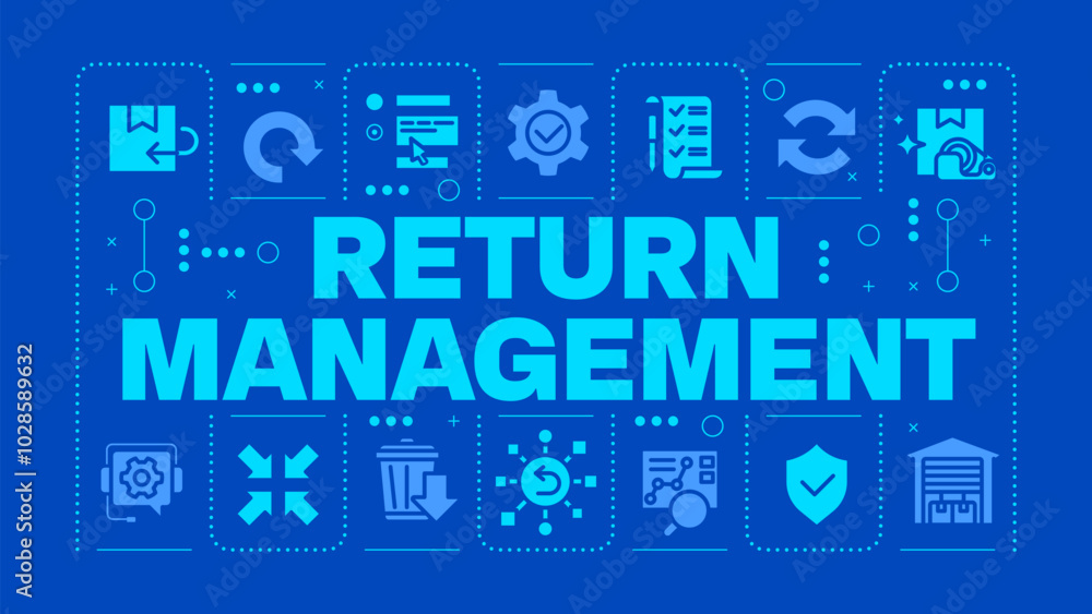 Reverse logistics dark blue word concept. Product return. Supply chain ...