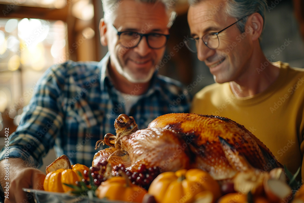Beautiful thanksgiving dinner settings, holiday festive atmosphere ...