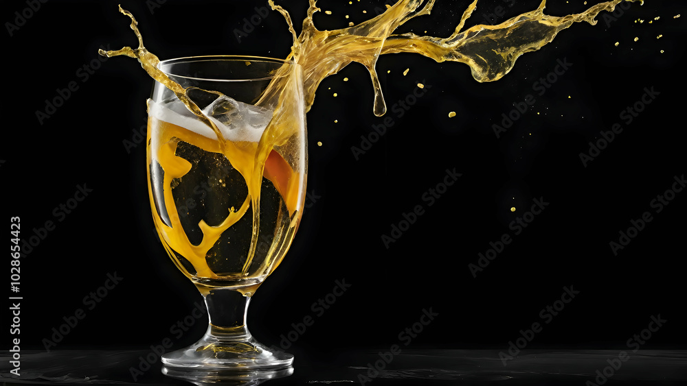Beer Splash: A frosty mug of beer explodes in a dramatic splash against ...
