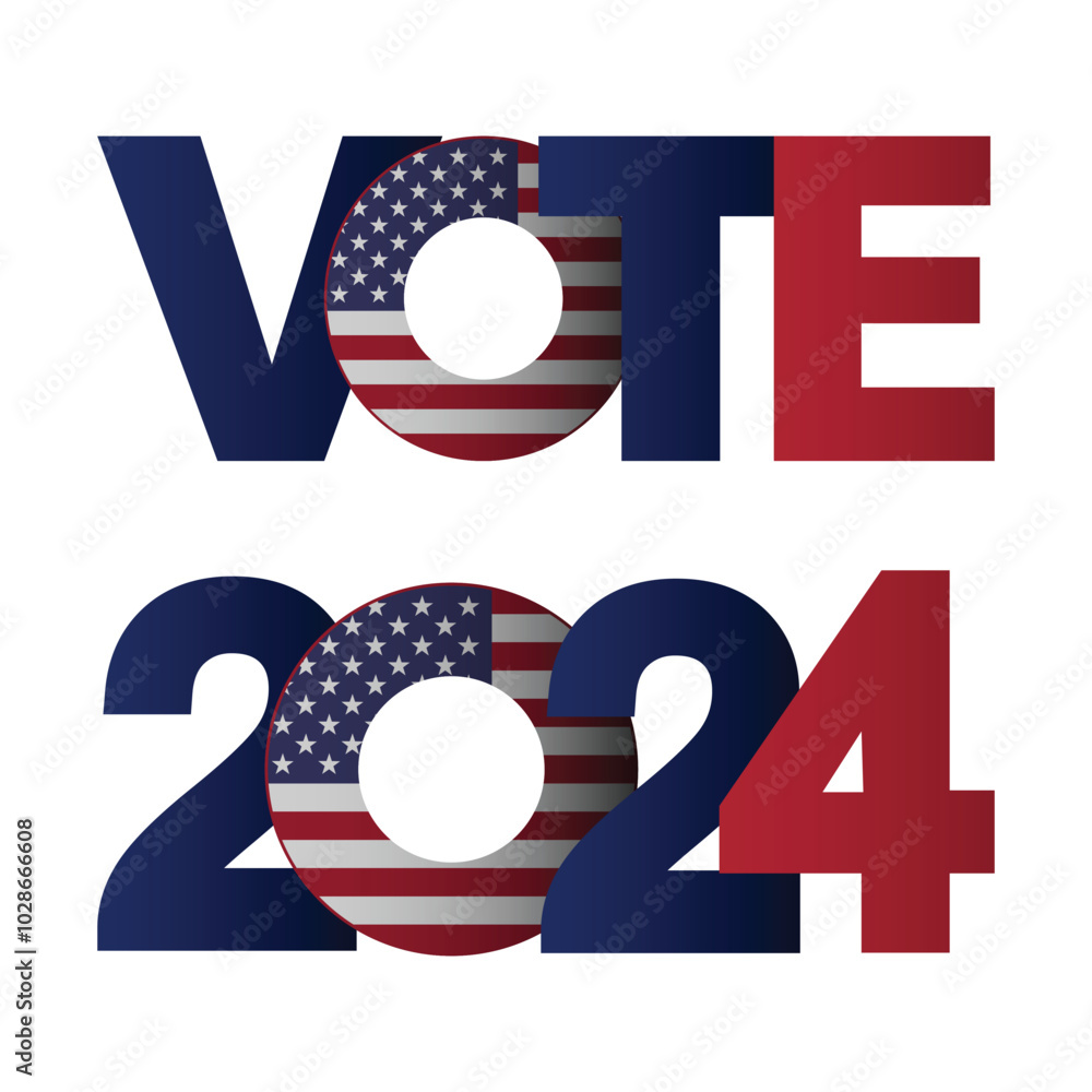 vote 2024. USA presidential election text design. vote icon symbol with ...