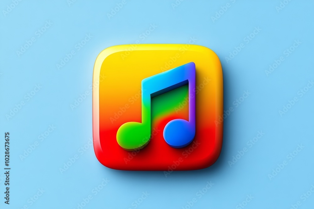 Colorful music note icon with rainbow colors. The music note is ...
