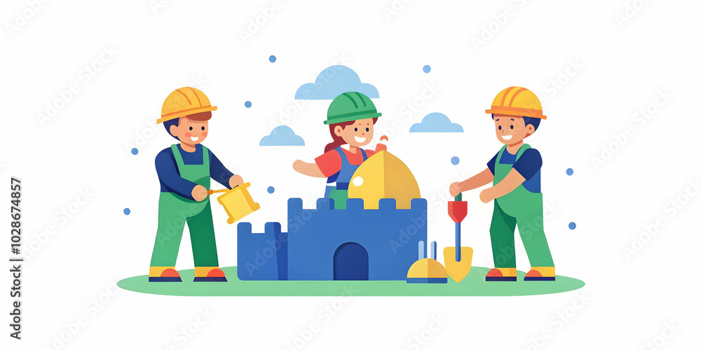 Children as Builders: Kids Dressed as Construction Workers Team Up to ...