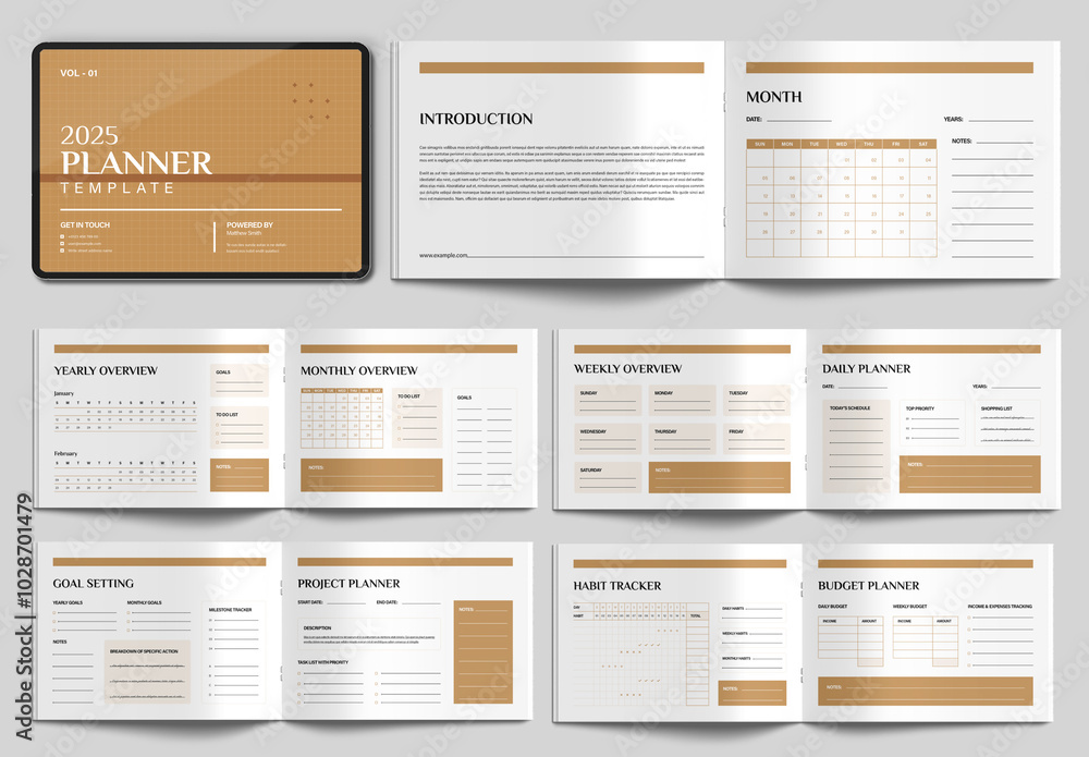 Planner Design Layout 2025 Stock Template | Adobe Stock