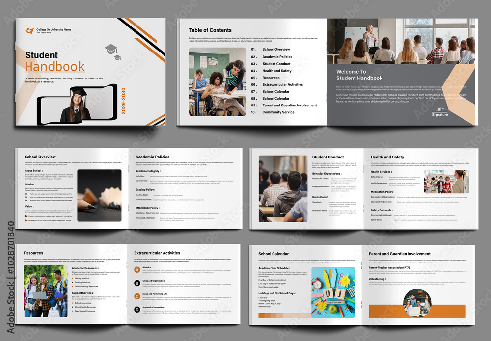 Student Handbook Design Layout Stock Template | Adobe Stock