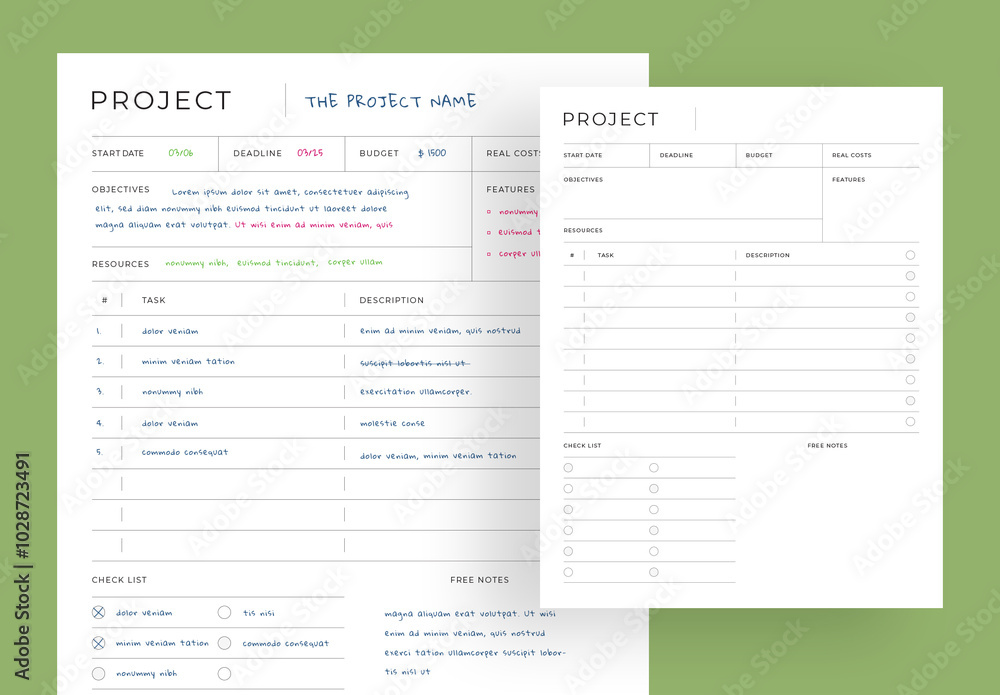 Universal Project Planner Layout Stock Template | Adobe Stock