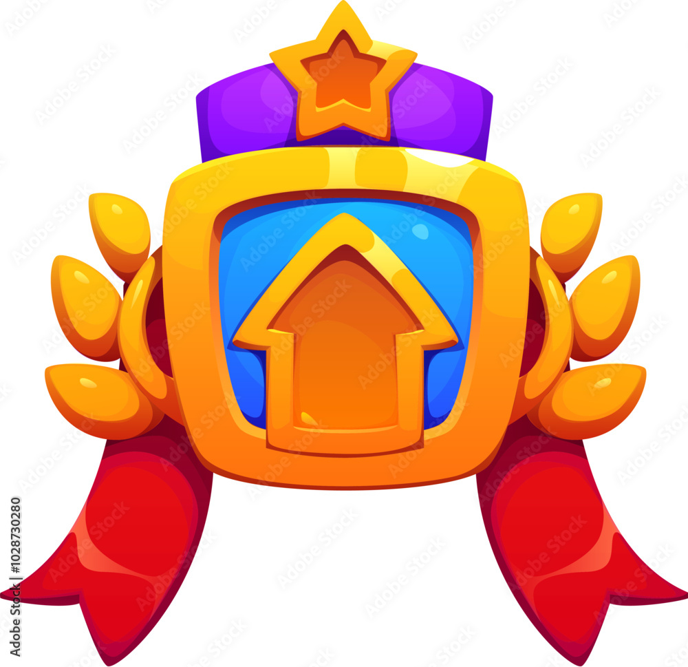 Level up game reward, rate icon. Cartoon vector pop up badge for gaming ...