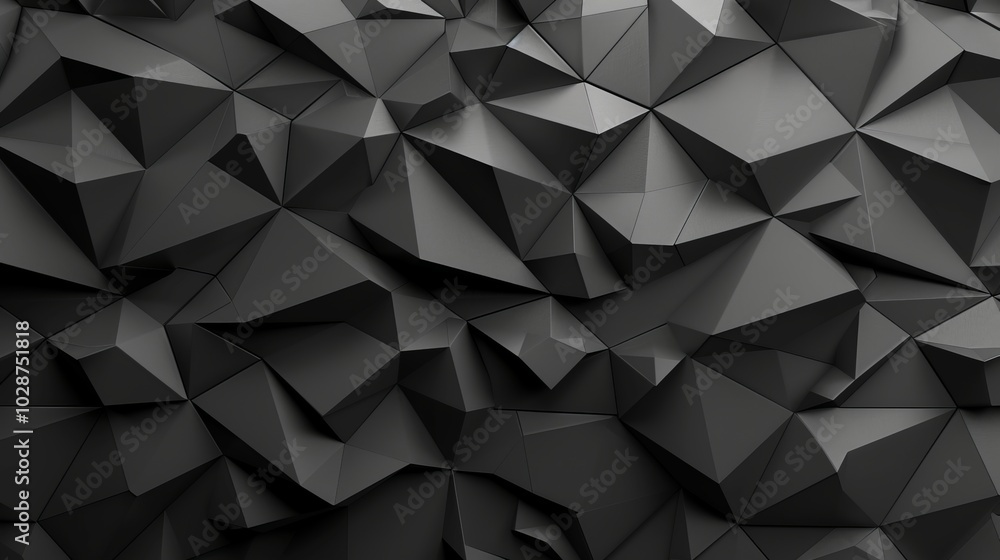 Dark 3d triangular wall design – abstract black background with ...