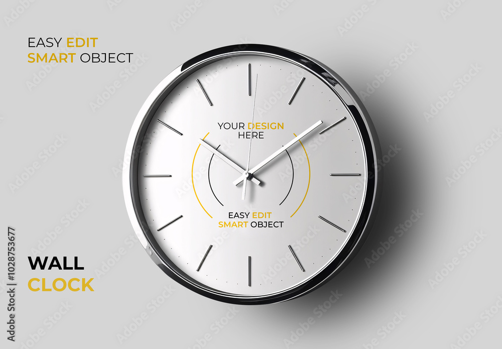 Wall Clock Mockup With Generative AI Stock Template | Adobe Stock