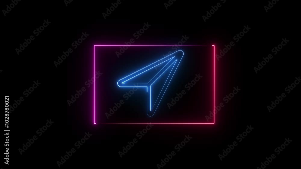 neon glowing Telegram social media icon: neon vibrant style reveal ...