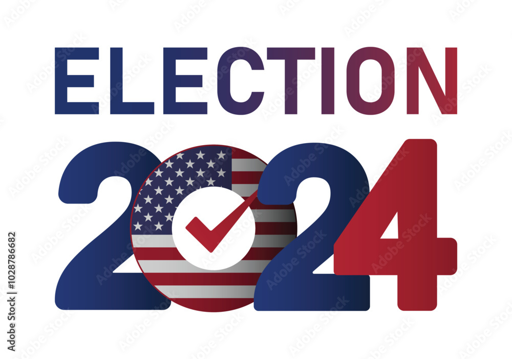 Vetor de election 2024. USA presidential election text design. vote ...