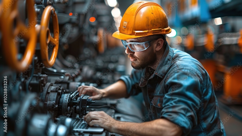 Professional Engineering workers in modern factories use laptop ...