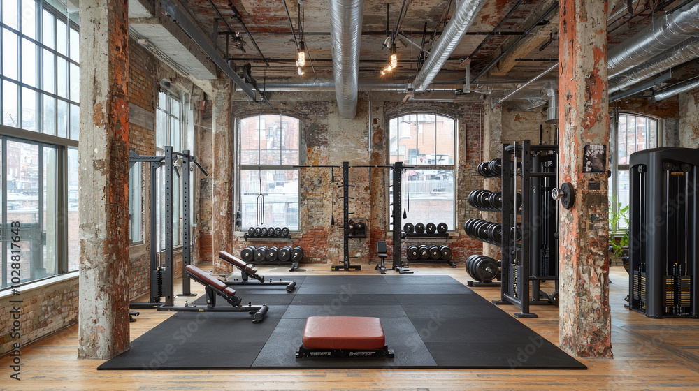 vintage gym showcases a rugged atmosphere with exposed pipes chalk ...