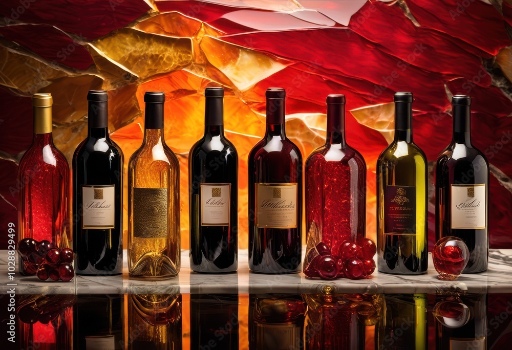 elegant display lavish wine bottles textured backgrounds showcasing ...