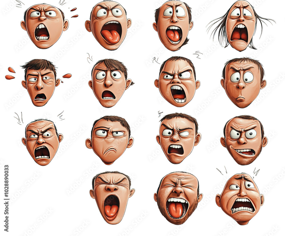 PNG Transparent featuring cartoon-style characters with intense facial ...