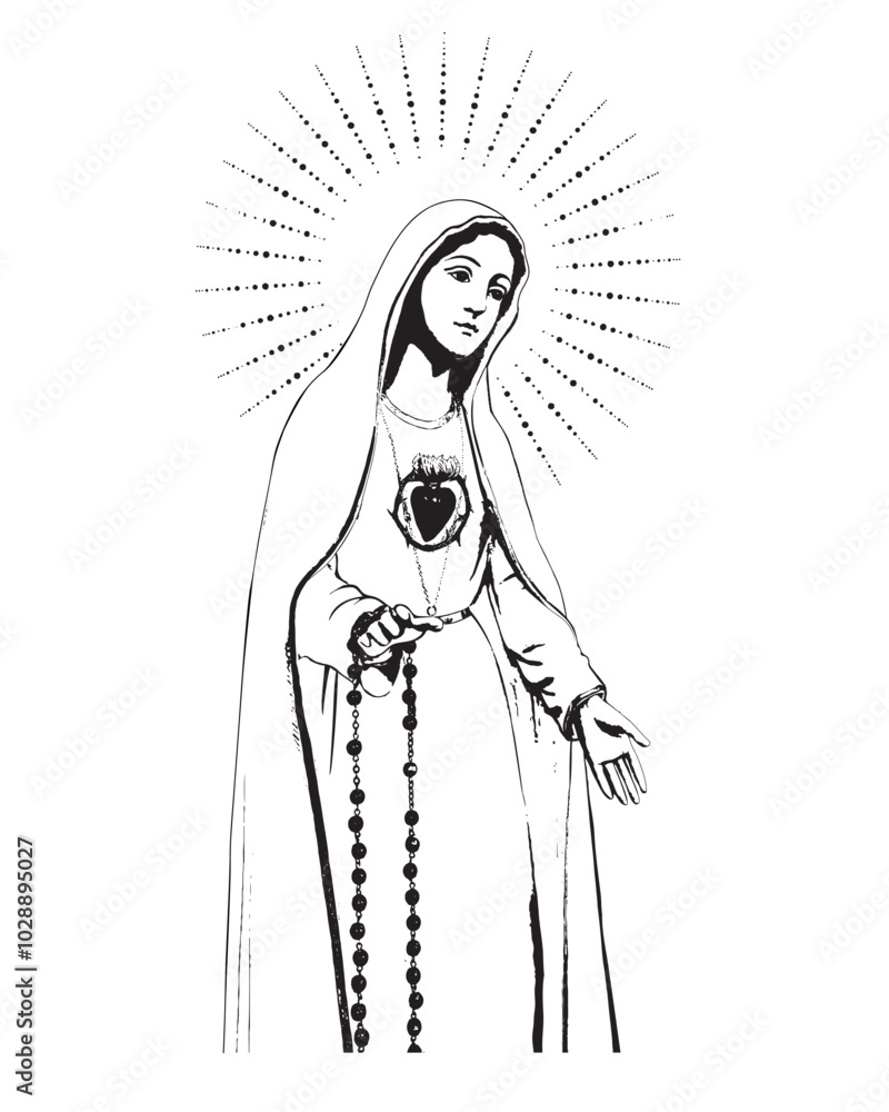 Our Lady of Fatima vector Virgin Mary Immaculate heart catholic ...