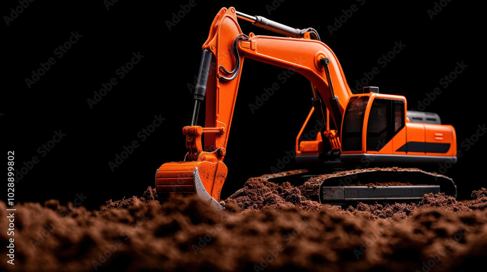 Closeup of excavator digging into soil, showcasing its detailed design ...