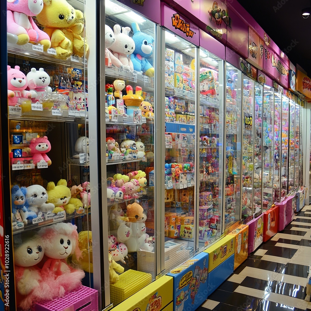 An area toy claw machine in Timezone, Galaxy Mall, Surabaya. Lots of ...