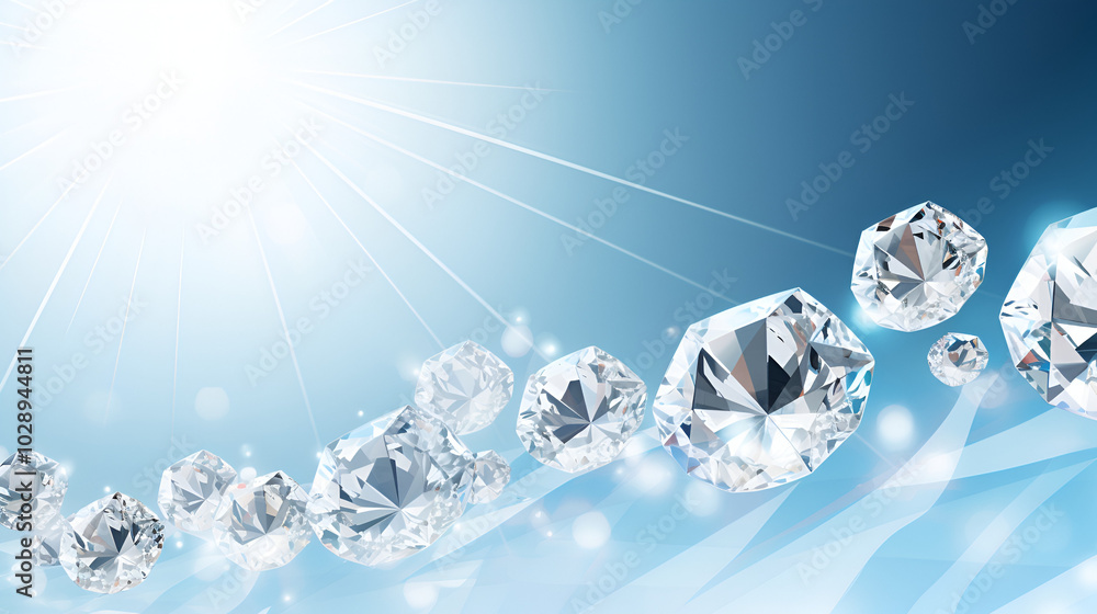 Sparkling Diamond Background with Blue Glitter, Shiny Jewel Frame ...