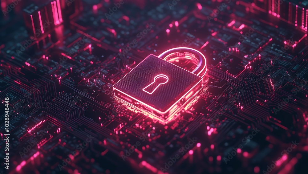 Network security and data encryption concept illustrated with bright ...