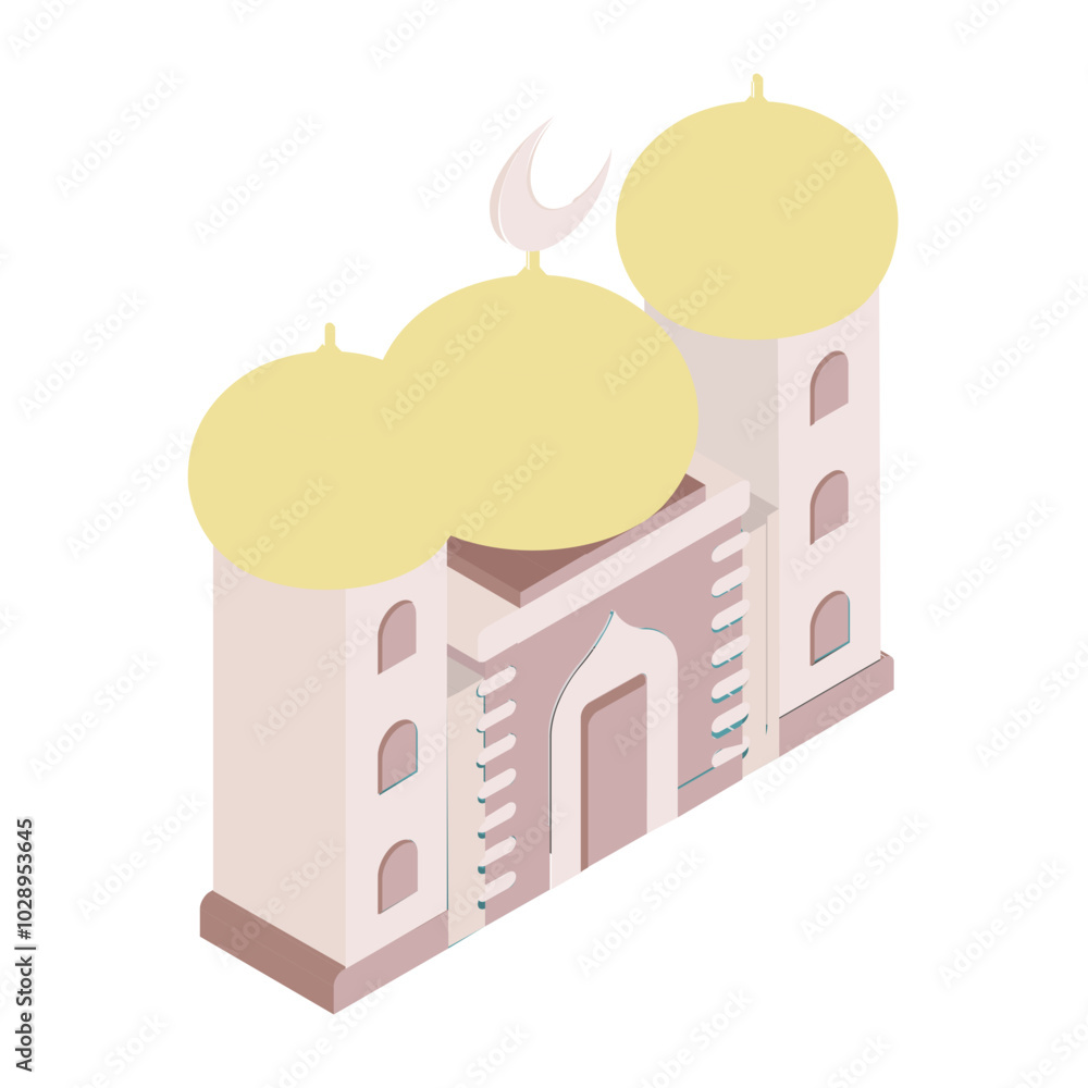 Nikah in mosque isometric concept, Islamic Religious Community Center ...