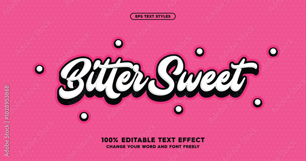 Bitter Sweet text effects with playful white lettering, black outline ...