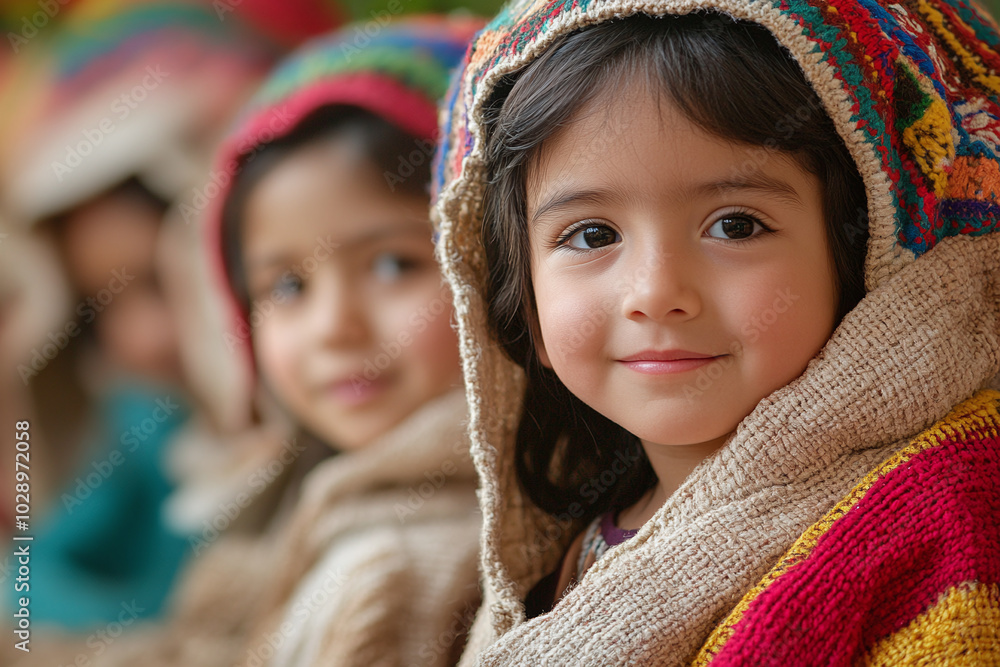 Mexican children dressed as shepherds (pastorelas) for a Christmas play ...