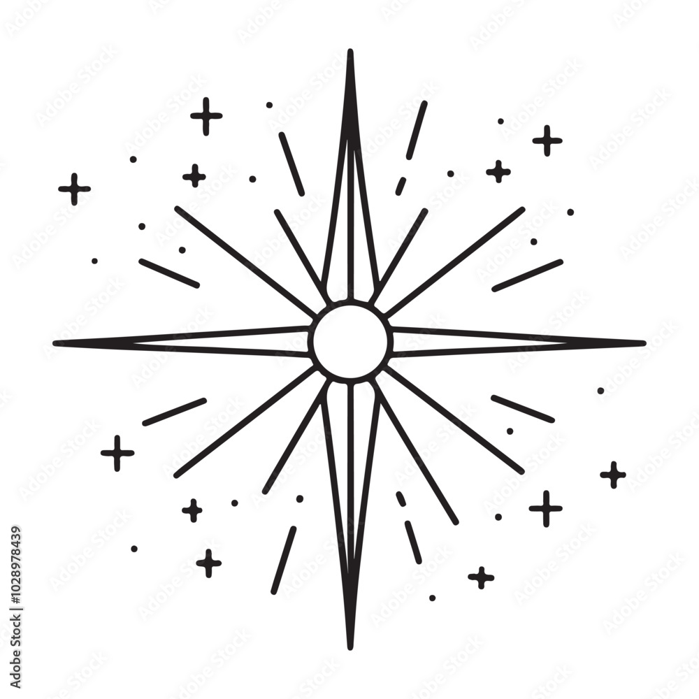 Star of Bethlehem. Symbol of Jesus birth. One line drawing. Vector ...