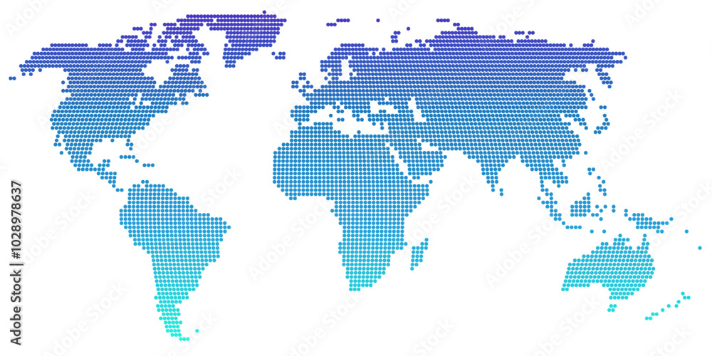 Blue pixel map Isolated on white background. Banner, background for ...