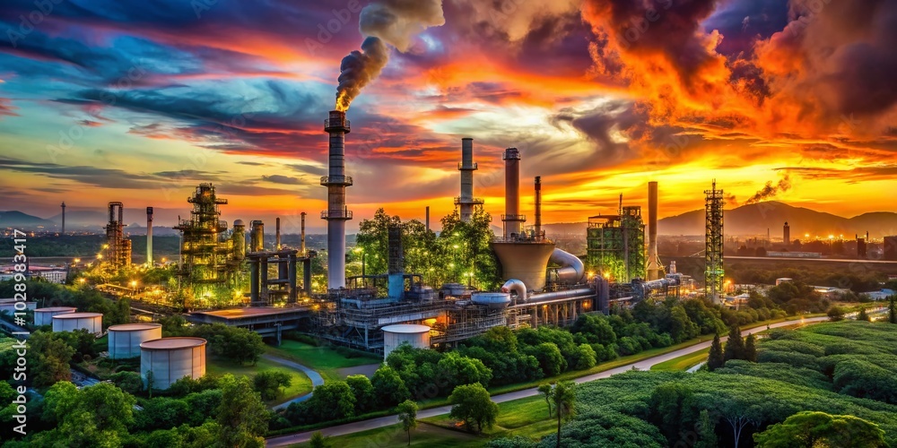 Industrial Landscape of an Oil and Gas Factory Captured with AI ...