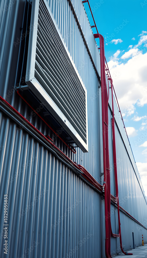 Large industrial warehouse with louver ventilation on aluminum ...