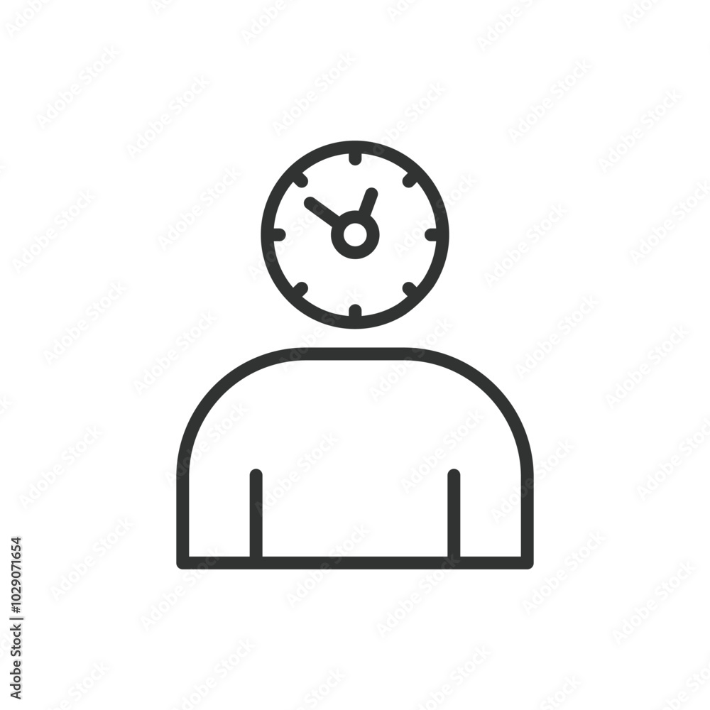 Working hours, in line design. Working, time management, productivity ...