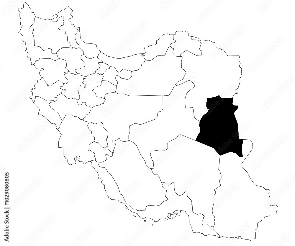 Map of south khorasan province in Iran country on white background ...