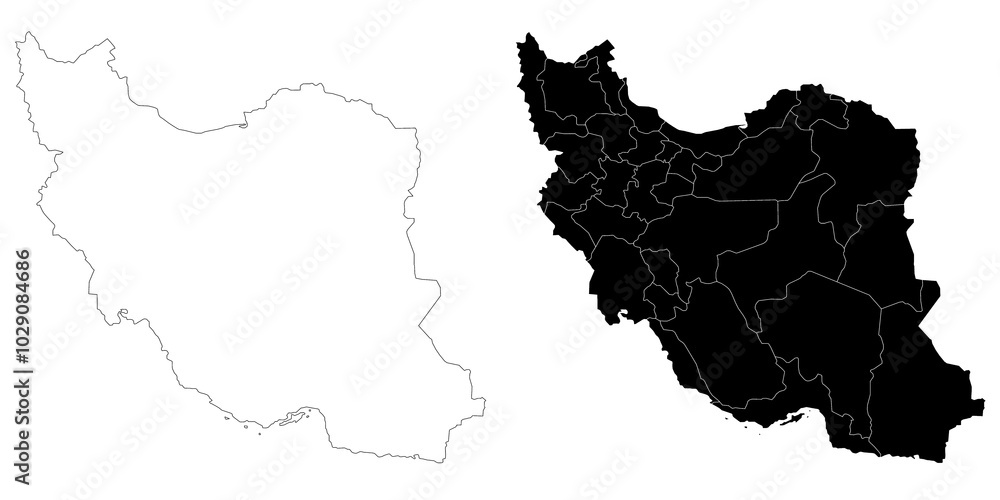 Plakát Iran administrative map, Iran outline and states map set ...