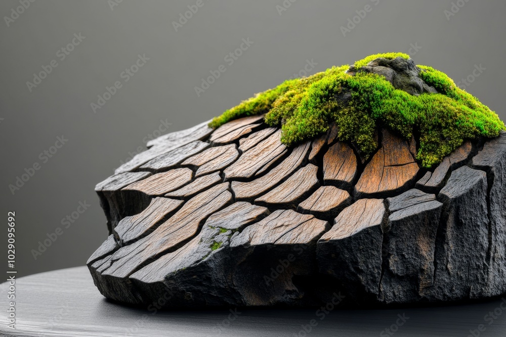3D model of an ancient tree bark texture, with every crack, groove, and ...