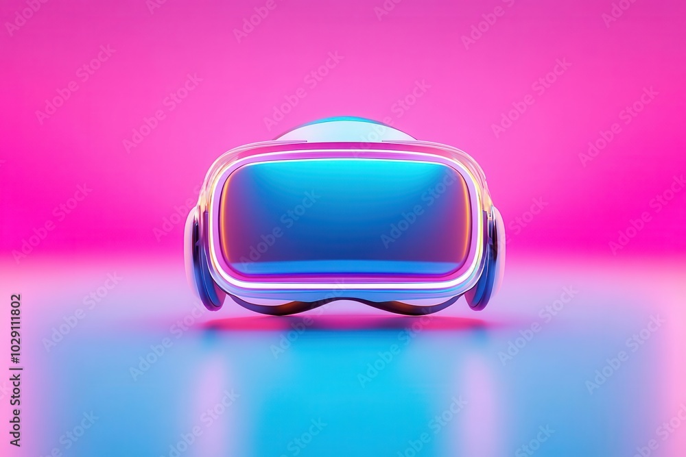 Virtual reality flat design top view VR experience 3D render Triadic ...