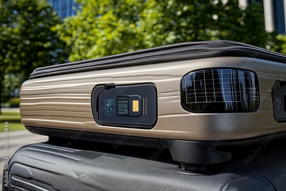 Futuristic travel luggage with smart features, including automatic ...