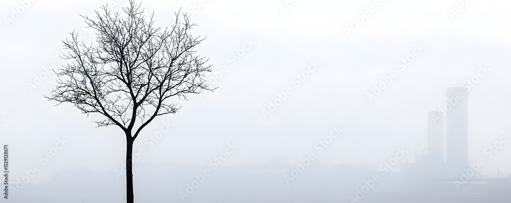 Lonely Tree Defies Industrial Smog - A Resilient Symbol of Natures ...