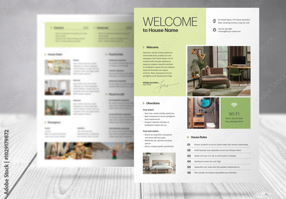 Home Rental Welcome Guide Template Stock Template | Adobe Stock