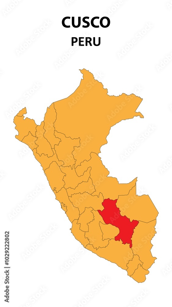Cusco Map is highlighted on the Peru map with detailed state and region ...