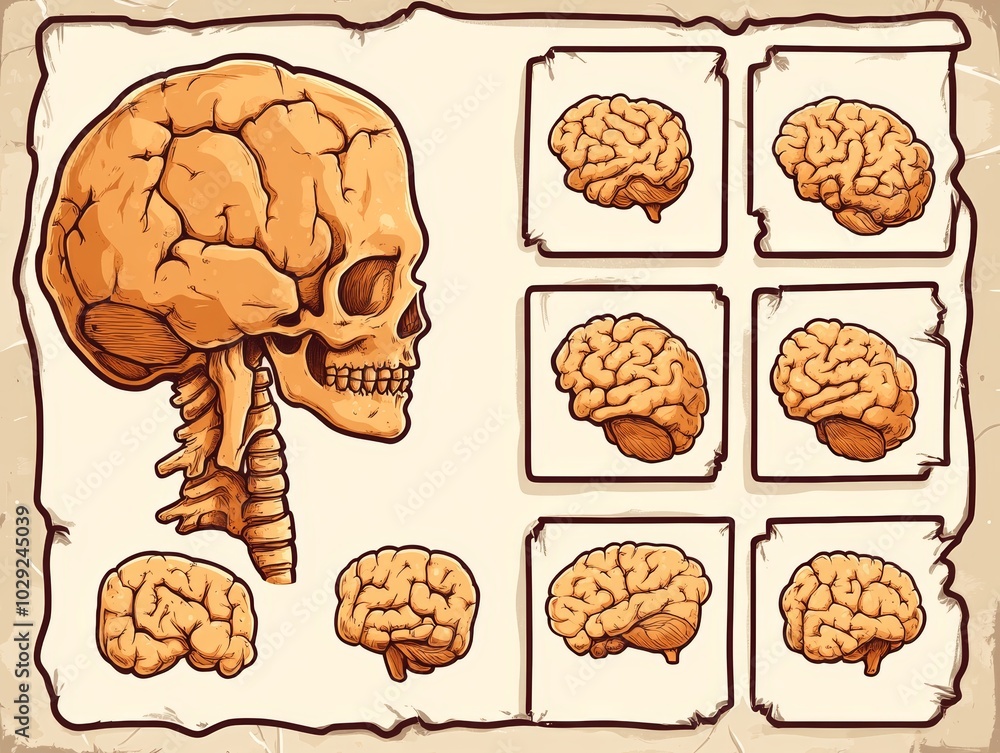 Human skull with brain bones, a detailed anatomical study of the ...