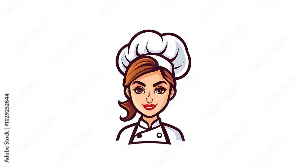 Beautiful woman chef mascot logo design illustration, , female ...
