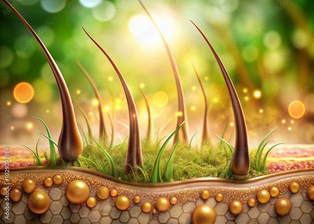Detailed Diagram of Hair Follicle Anatomy with Bokeh Effect for ...