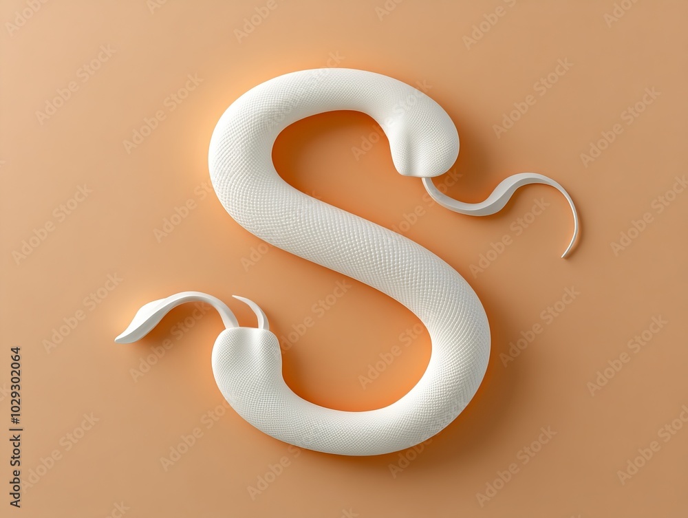 S shaped by a slithering snake curving smoothly to form the letter S ...